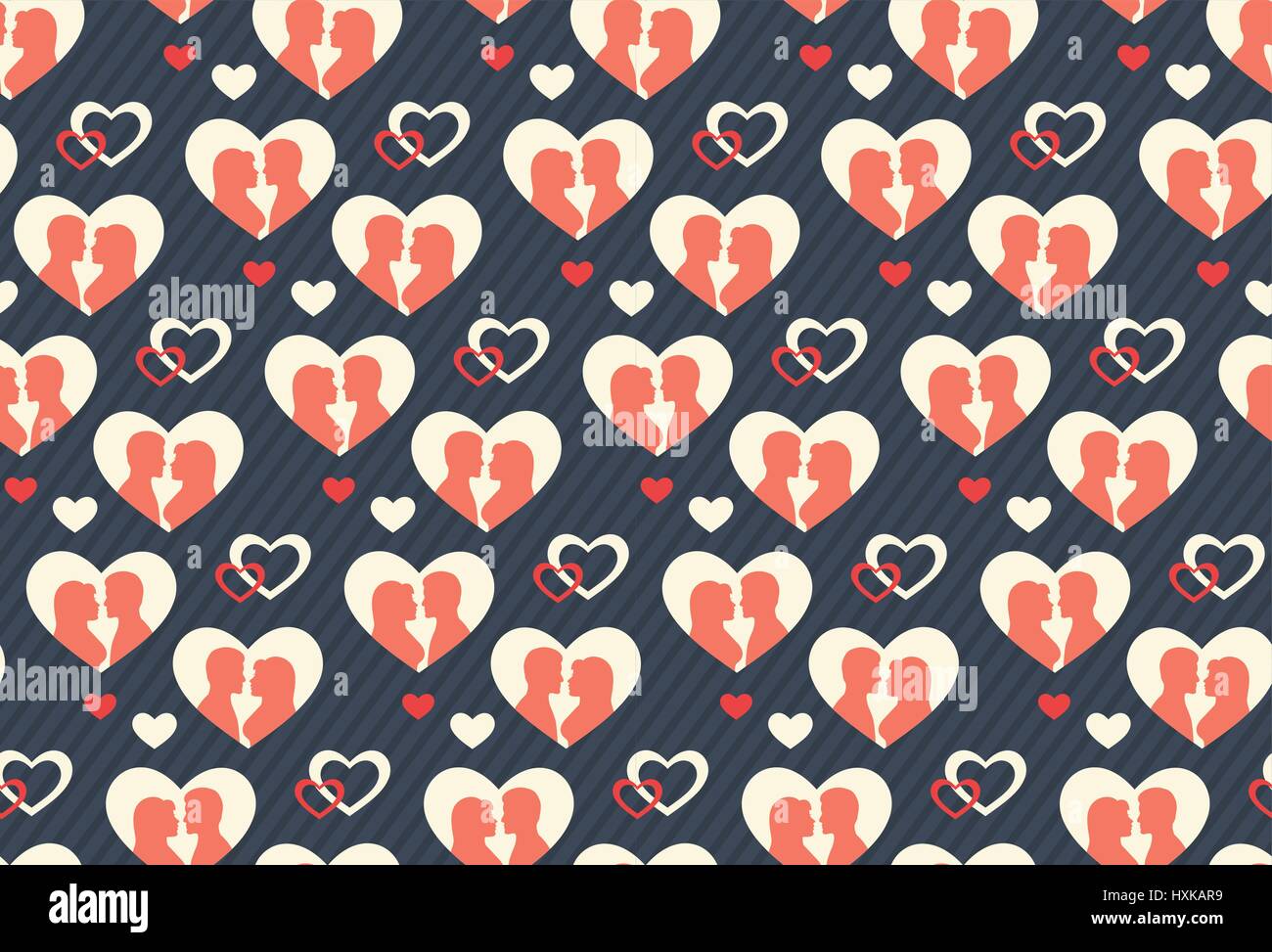 Seamless Festive Pattern with Love Couple and Hearts Stock Vector Image ...