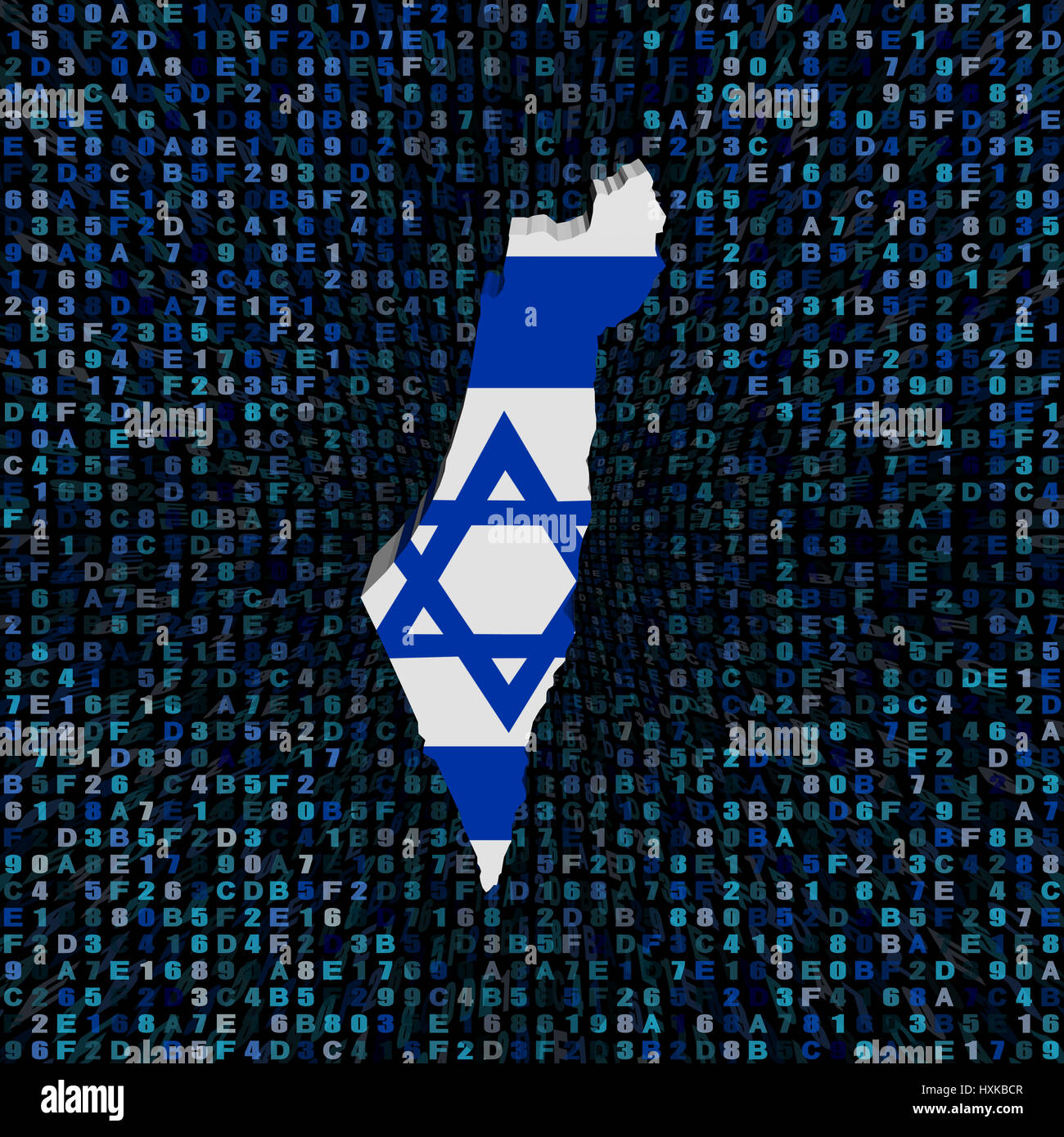 Israel map flag on hex code illustration Stock Photo - Alamy