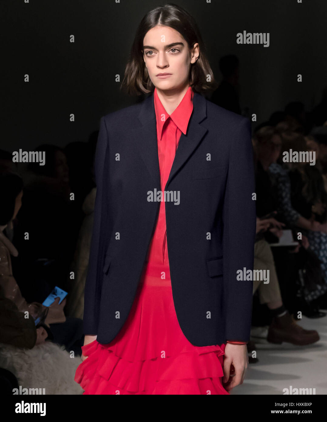 NEW YORK, NY - FEBRUARY 12, 2017: Celine Delaugere walks the runway at ...