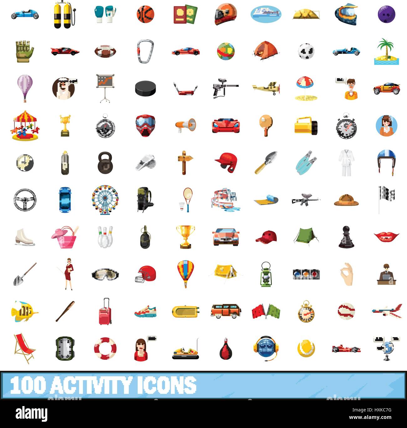 100 active icons set, cartoon style Stock Vector Image & Art - Alamy