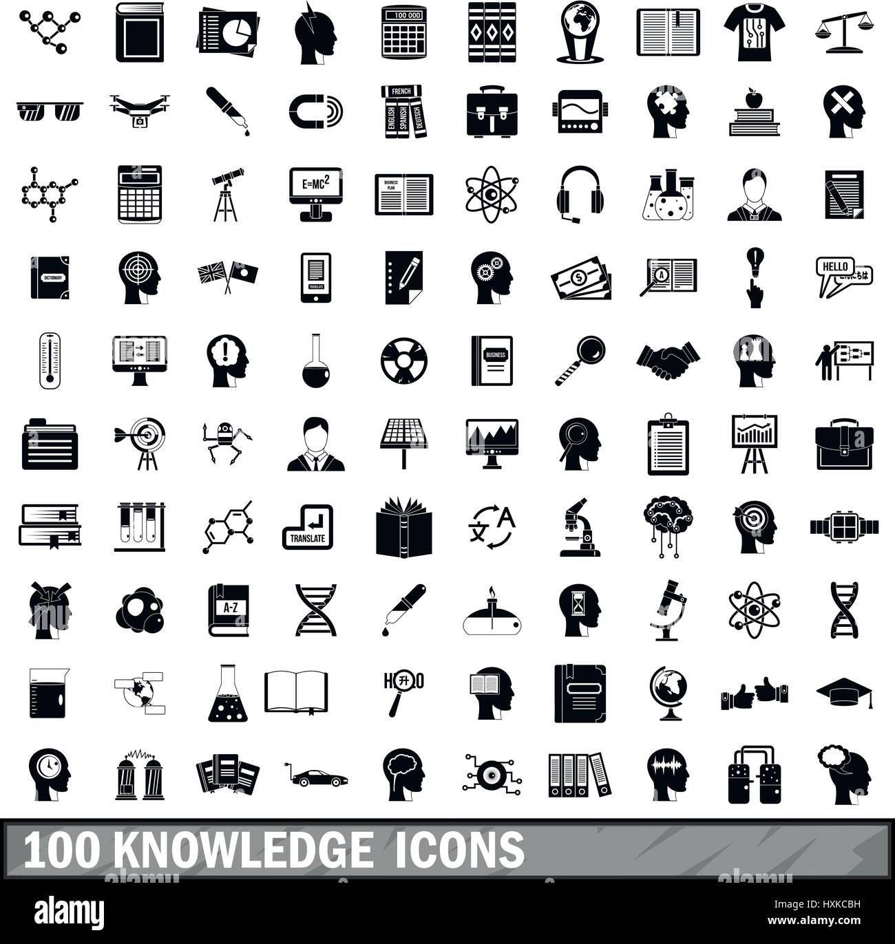 100 knowledge icons set, simple style Stock Vector Image & Art - Alamy