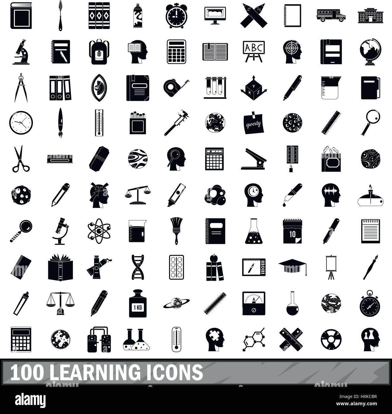 100 learning icons set, simple style Stock Vector Image & Art - Alamy