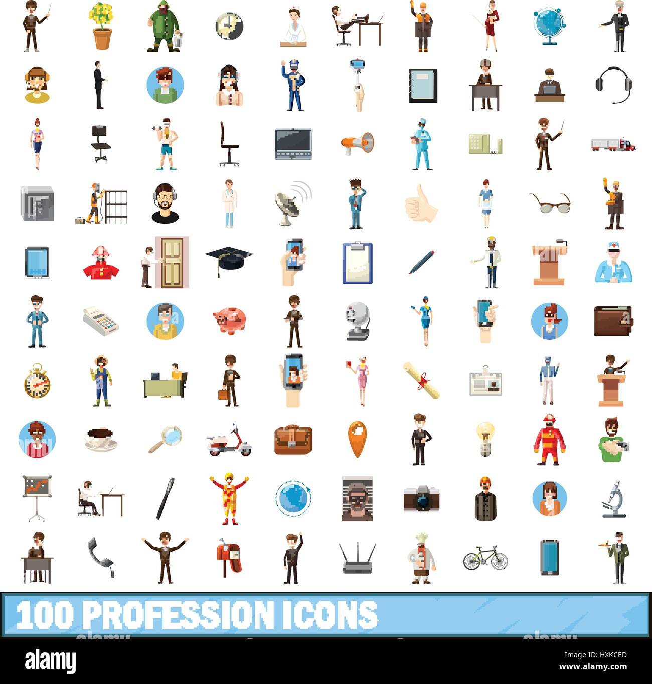 100 profession icons set, cartoon style Stock Vector Image & Art - Alamy