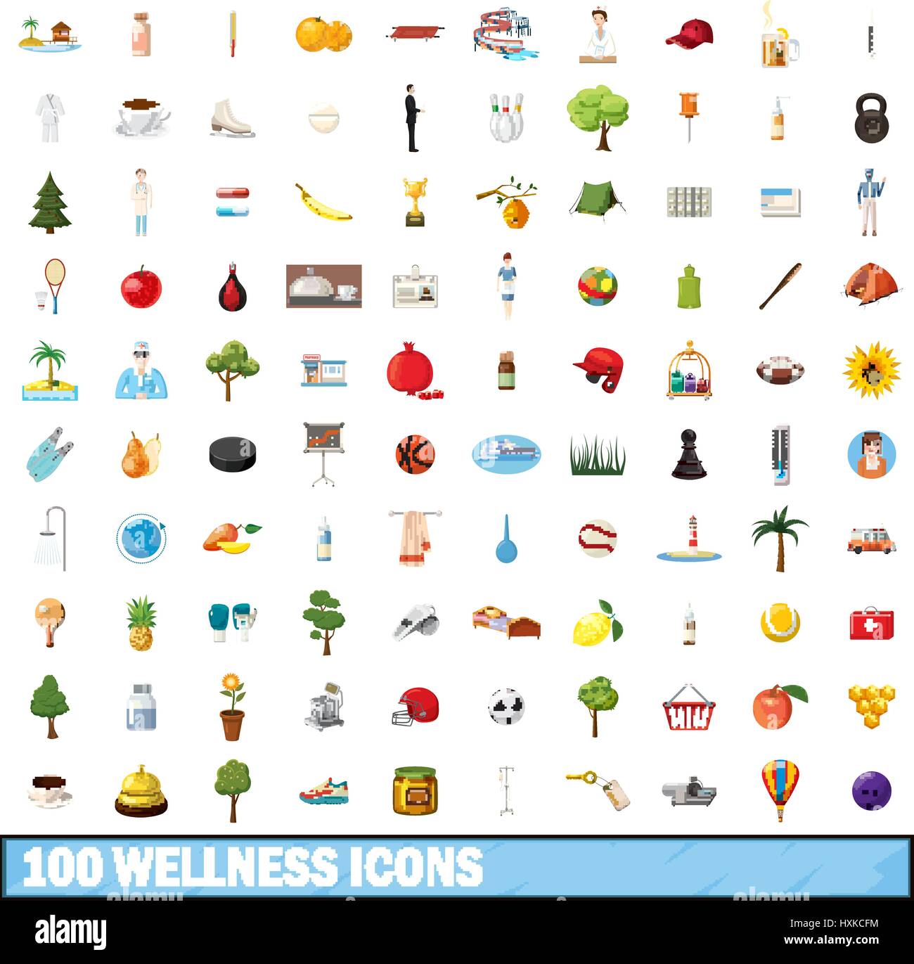 100 wellness icons set, cartoon style Stock Vector Image & Art - Alamy