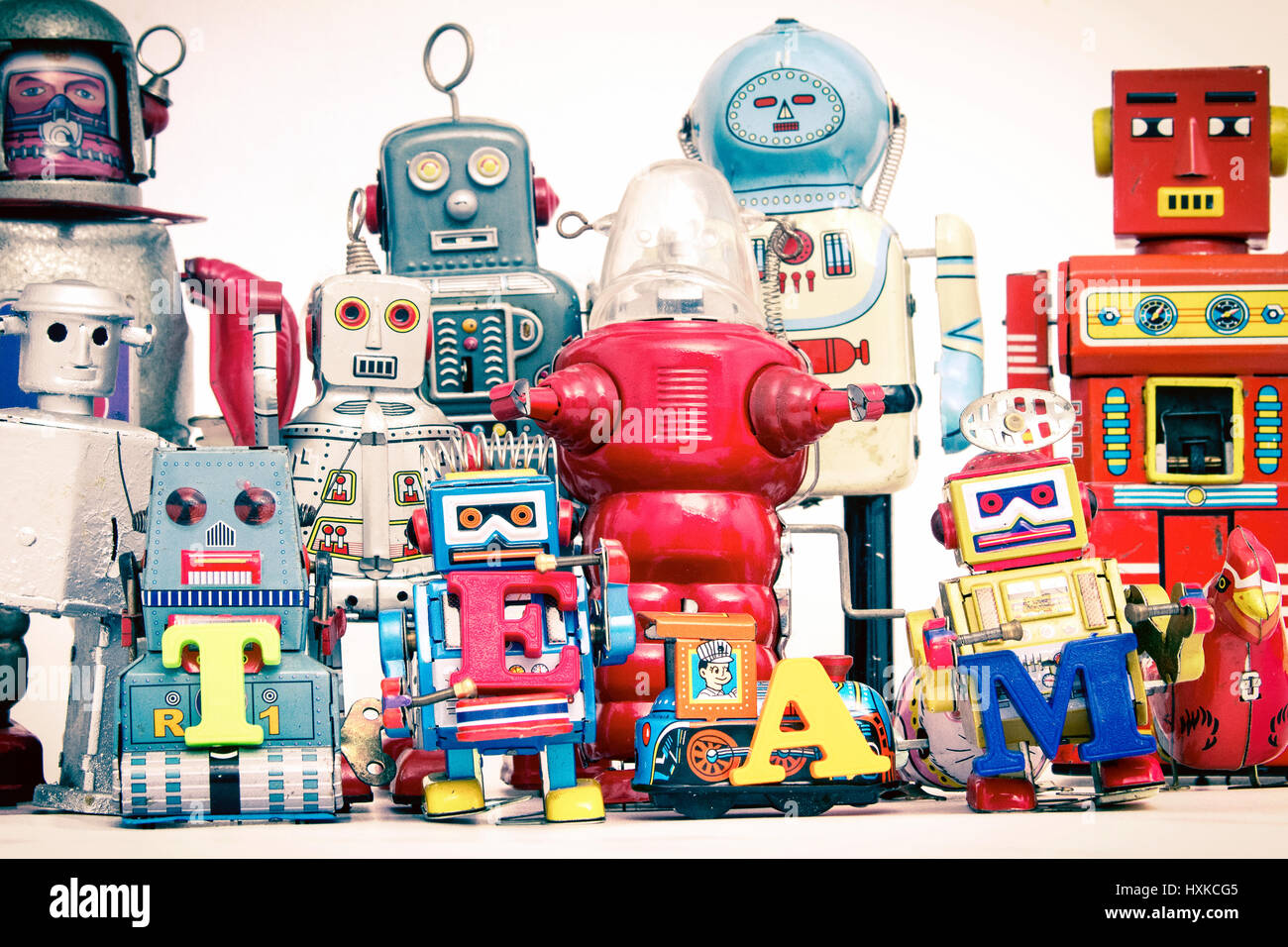 a large colection vintage tin toys Stock Photo - Alamy