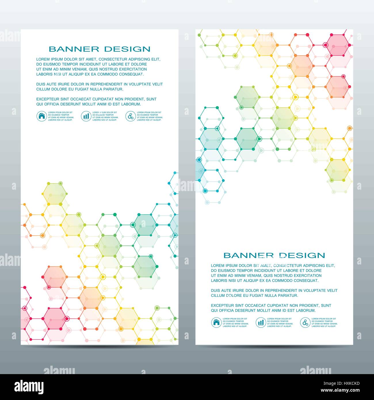 2 of modern vertical scientific banners. Molecular structure of DNA and ...
