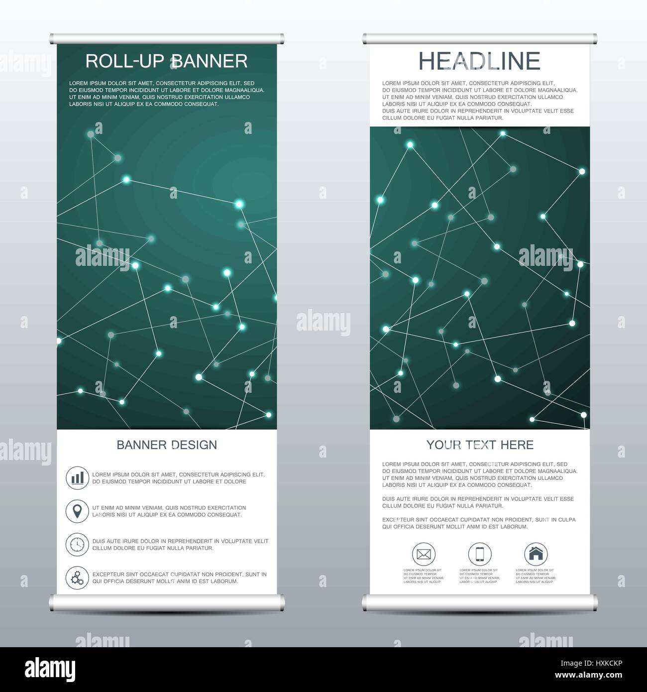 Roll-up banner stands for presentation and publication. Geometric ...