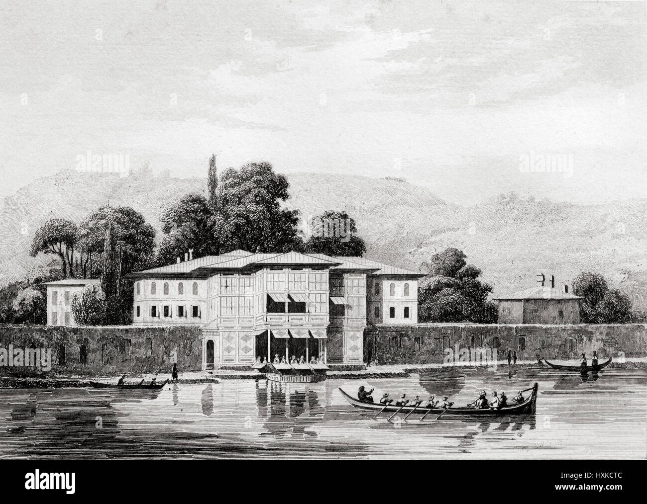 Kiosk of the gand Seigneur at Bebek at the Bosphorus, Turkey. 19th ...