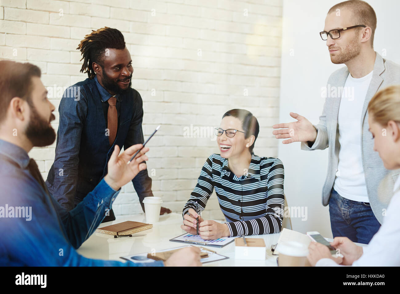 Analyzing results of accomplished project Stock Photo - Alamy