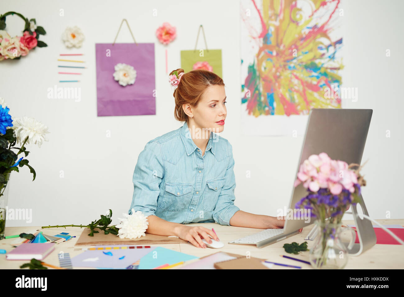 Graphic designer working on promising project Stock Photo - Alamy