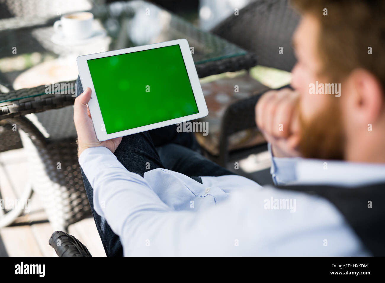 Businessman using computer blank screen hi-res stock photography and ...
