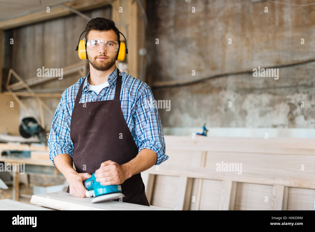 Bearded craftsman posing for photography Stock Photo - Alamy