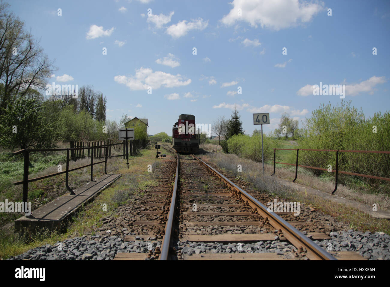 trains running on railways track, Czech Republic Stock Photo - Alamy