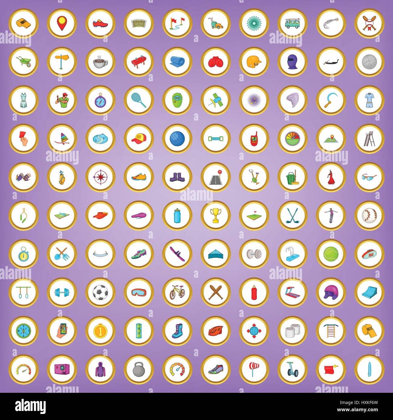 100 activity icons set in cartoon style Stock Vector Image & Art - Alamy