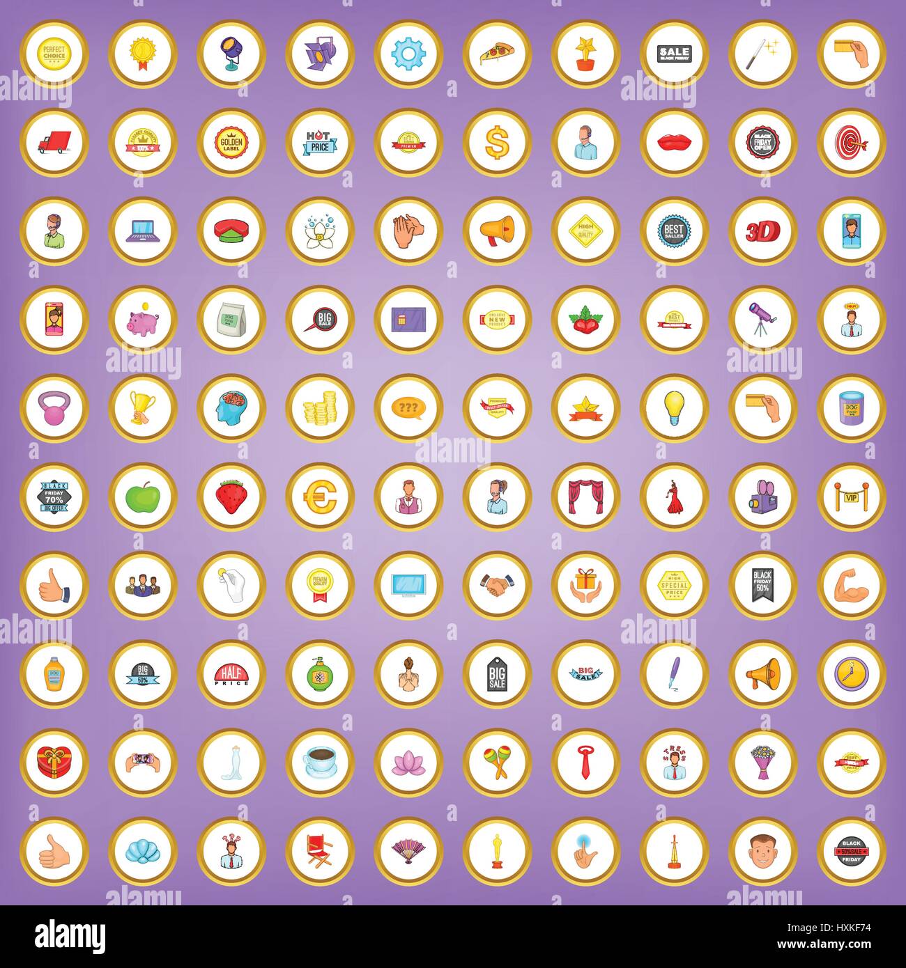 100 advertising icons set in cartoon style Stock Vector Image & Art - Alamy