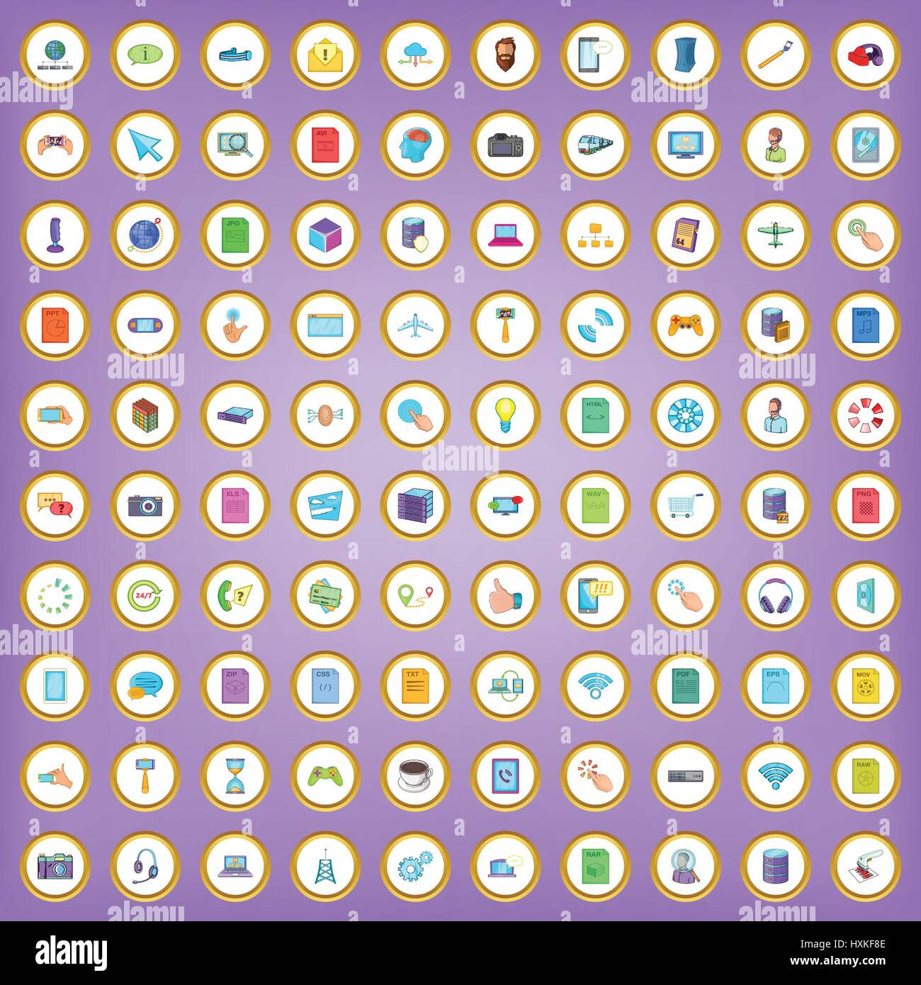 100 app icons set in cartoon style Stock Vector Image & Art - Alamy