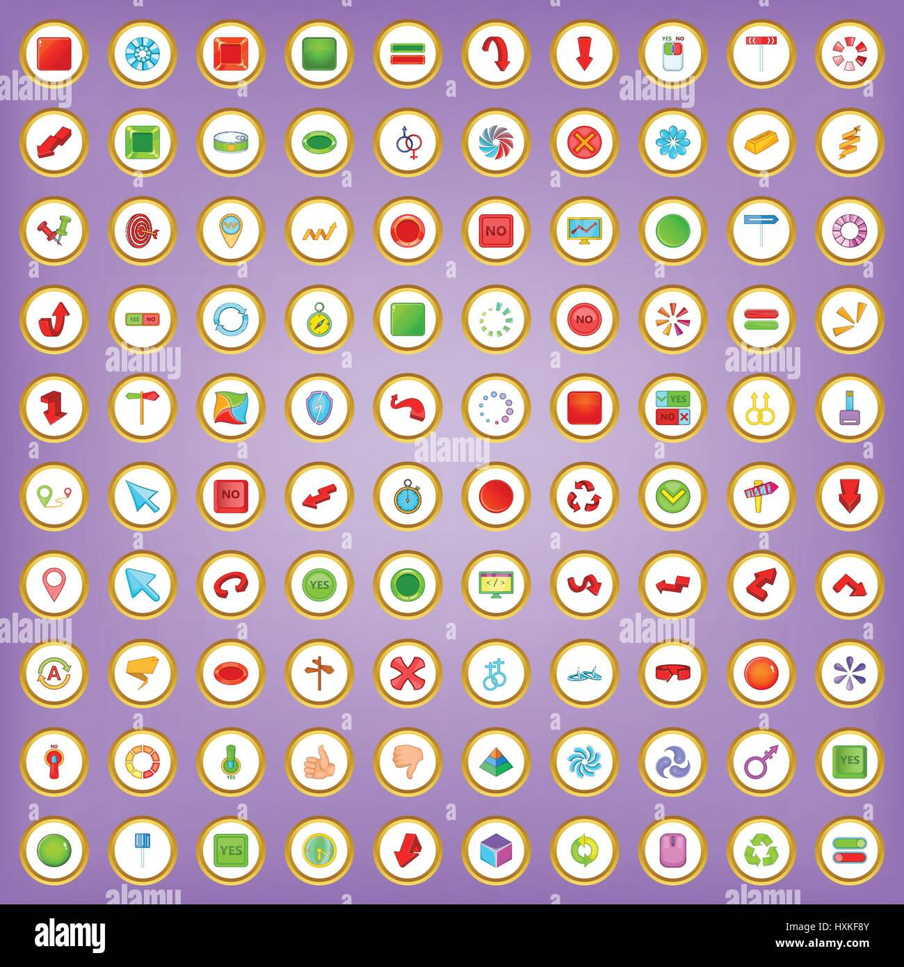 100 arrow and button icons set in cartoon style Stock Vector Image ...