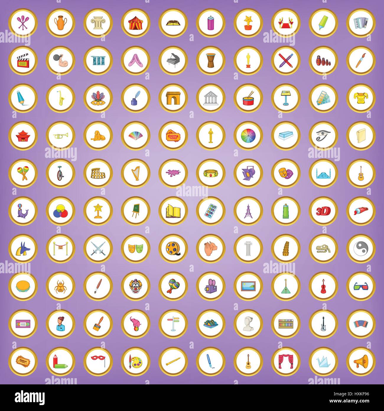 100 art icons set in cartoon style Stock Vector Image & Art - Alamy