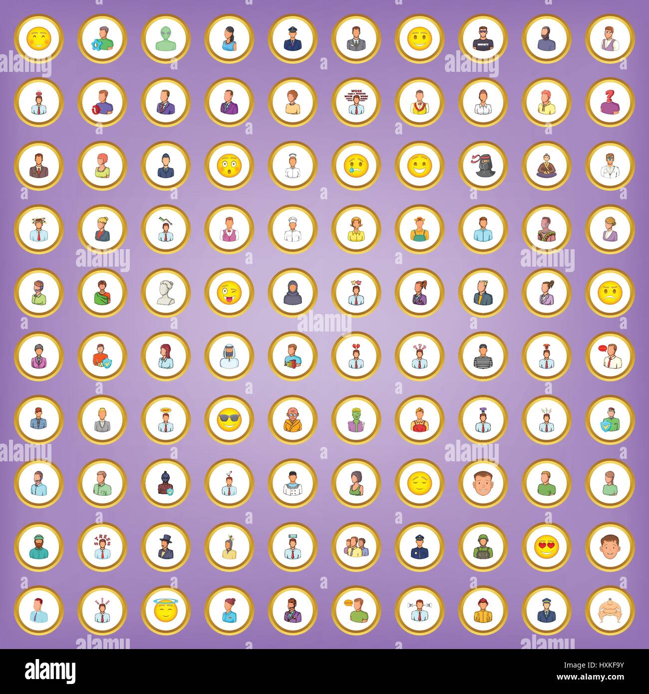 100 avatar icons set in cartoon style Stock Vector Image & Art - Alamy