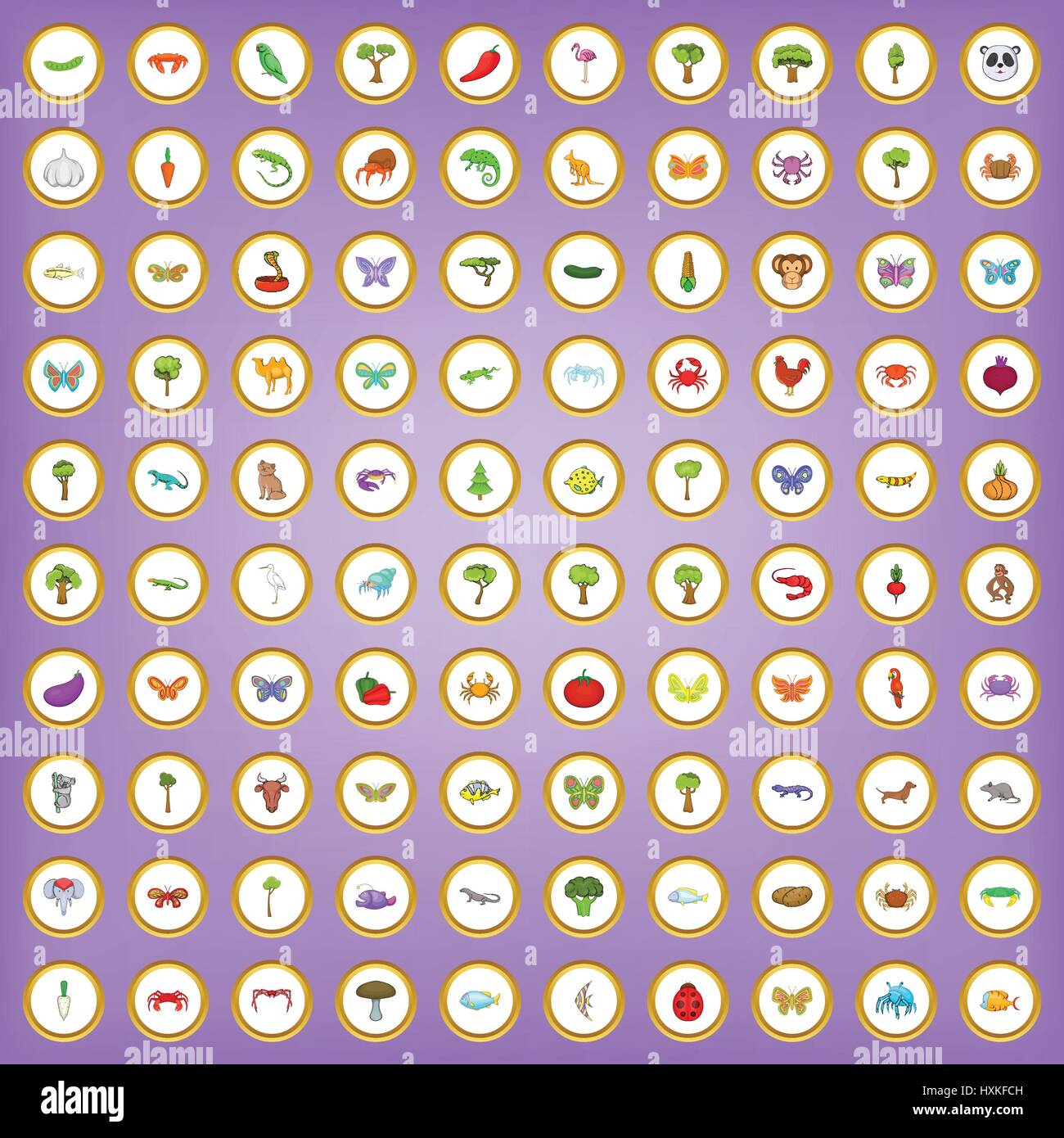 100 biology icons set in cartoon style Stock Vector Image & Art - Alamy