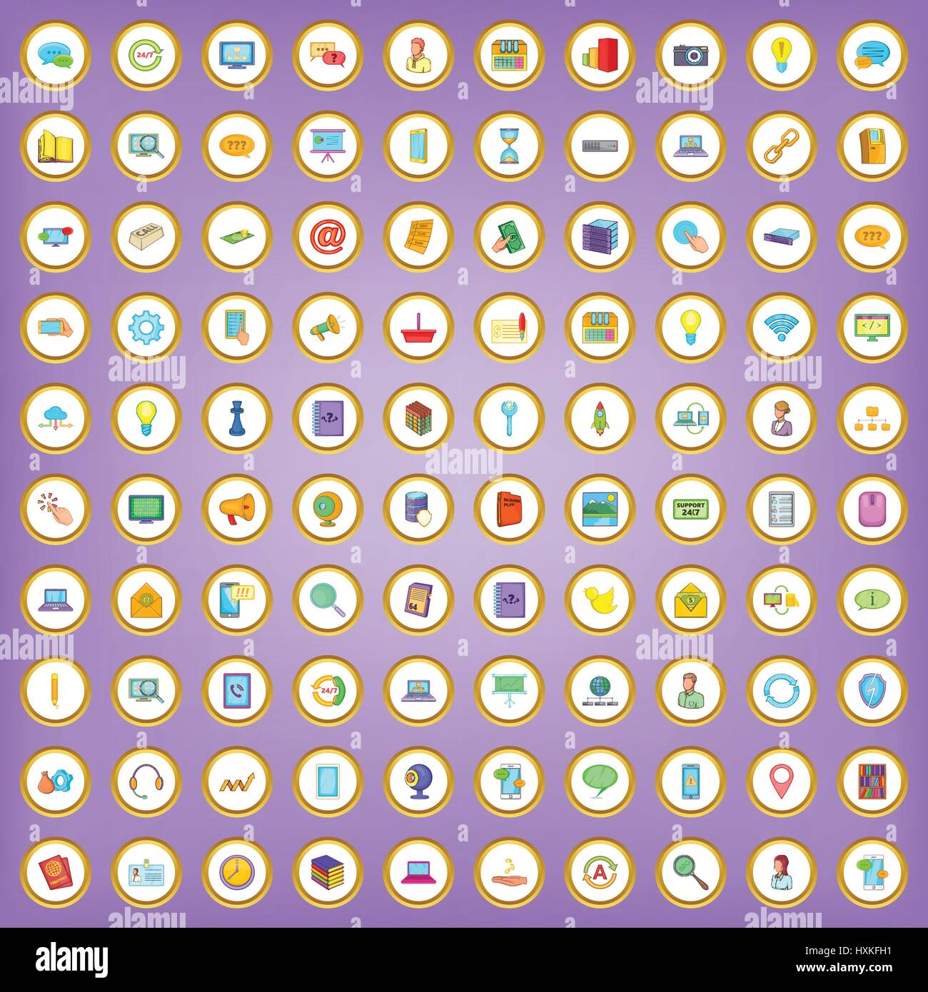 100 call service icons set in cartoon style Stock Vector Image & Art ...