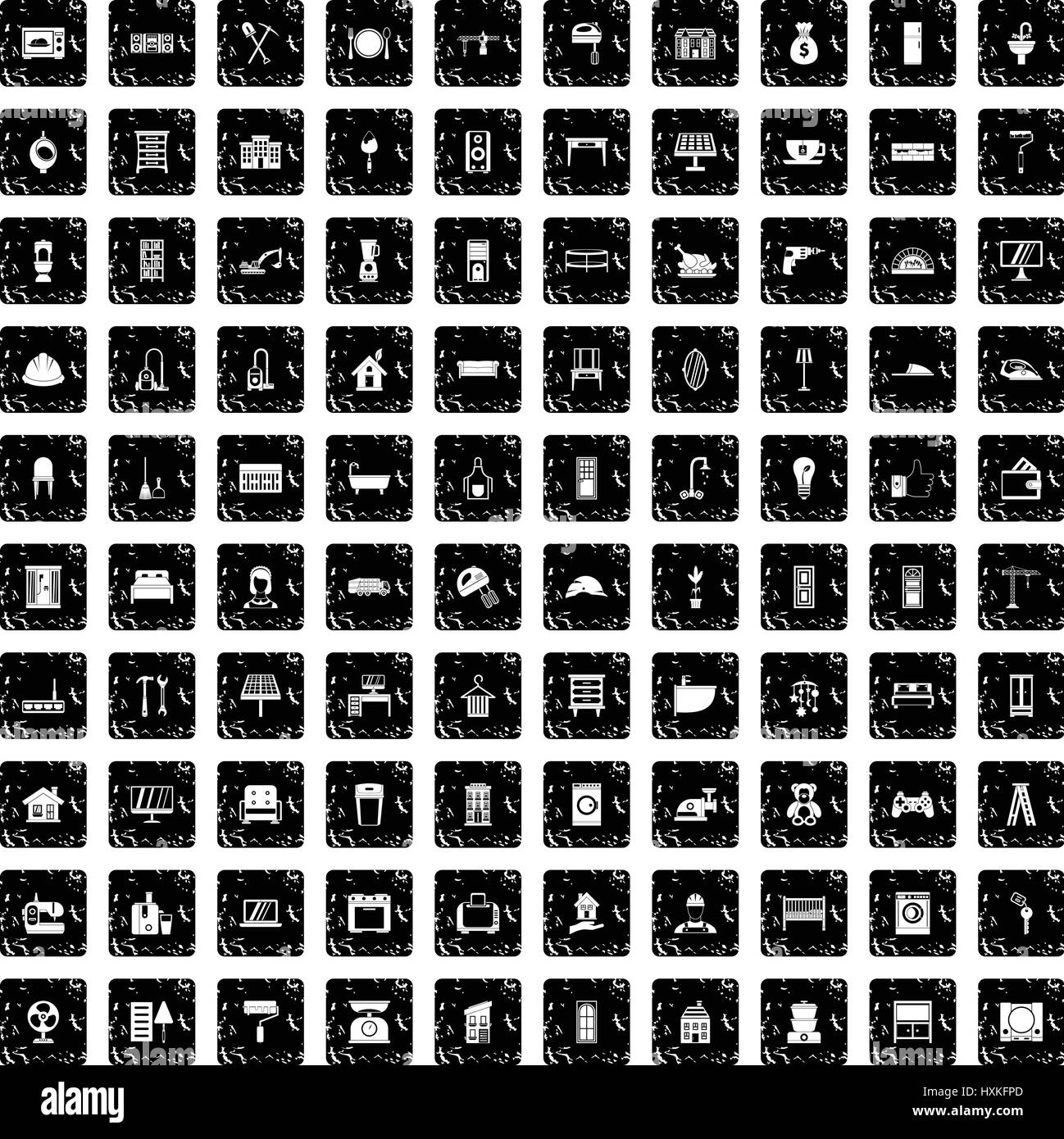 100 comfortable house icons set, grunge style Stock Vector Image & Art ...