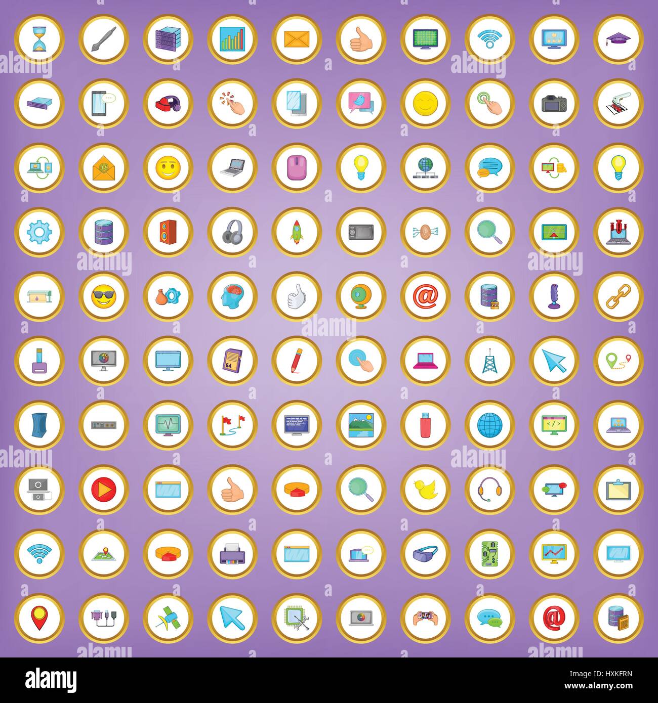 100 computer icons set in cartoon style Stock Vector Image & Art - Alamy