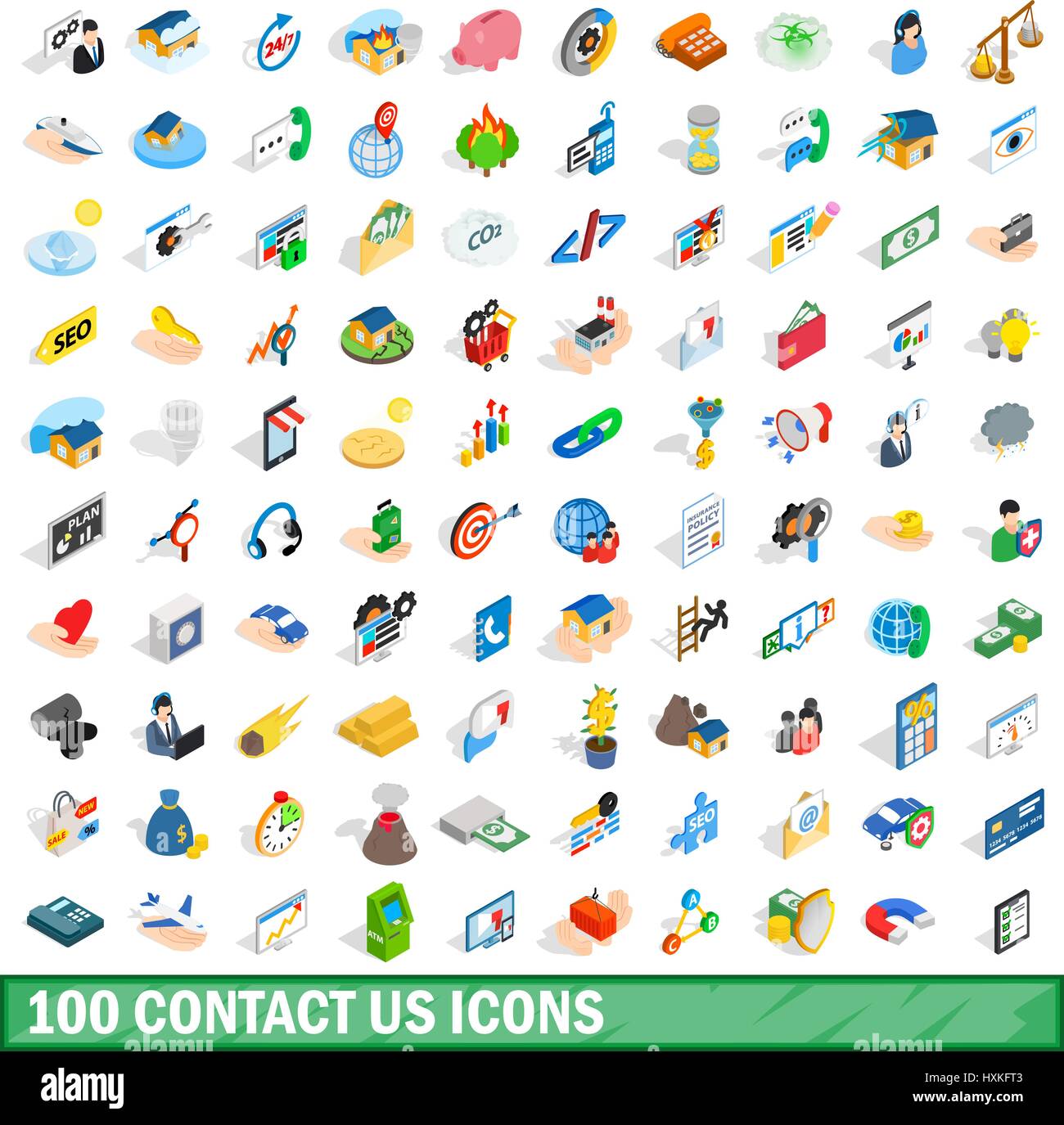 100 contact us icons set, isometric 3d style Stock Vector Image & Art ...