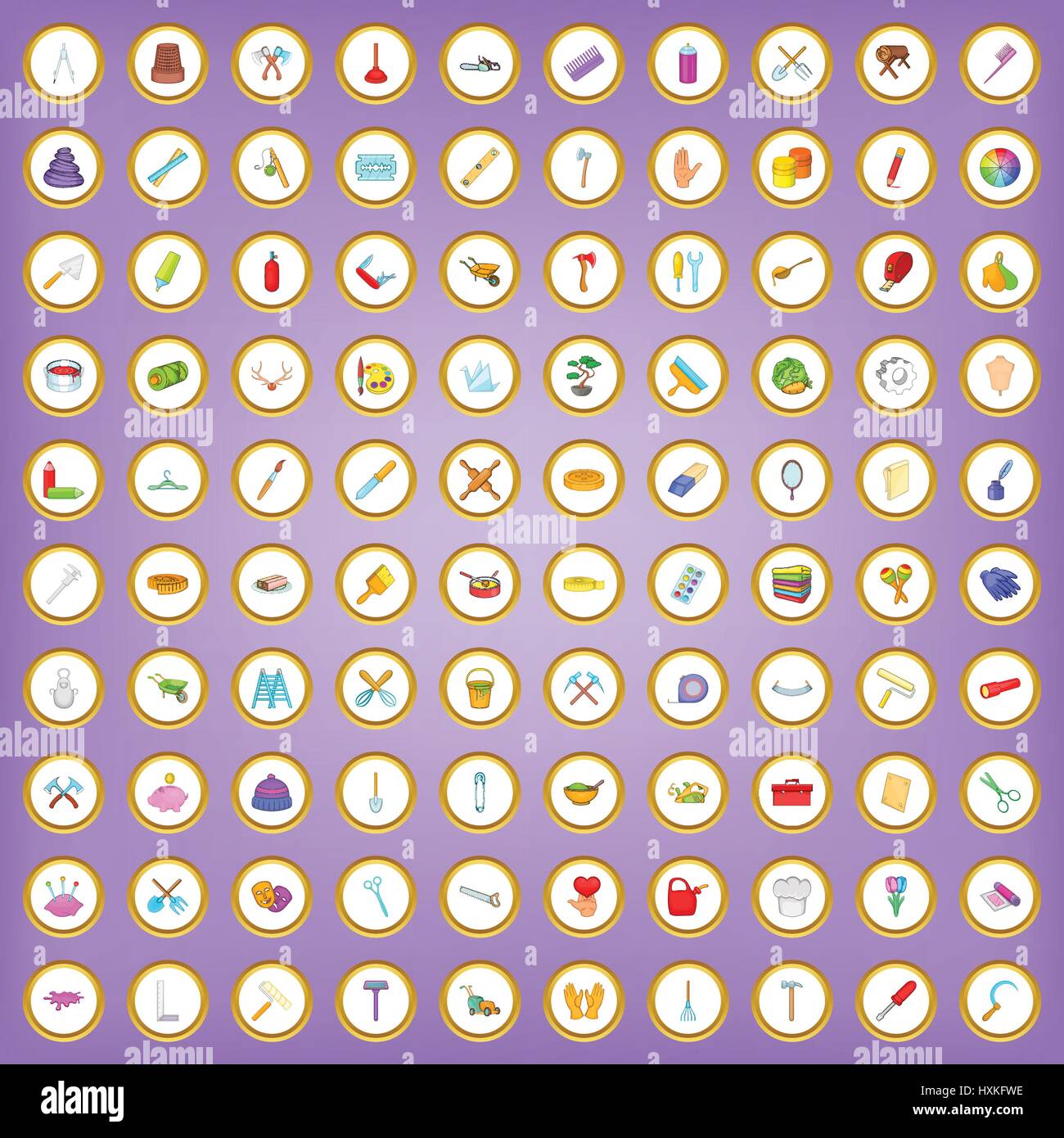 100 craft icons set in cartoon style Stock Vector Image & Art - Alamy