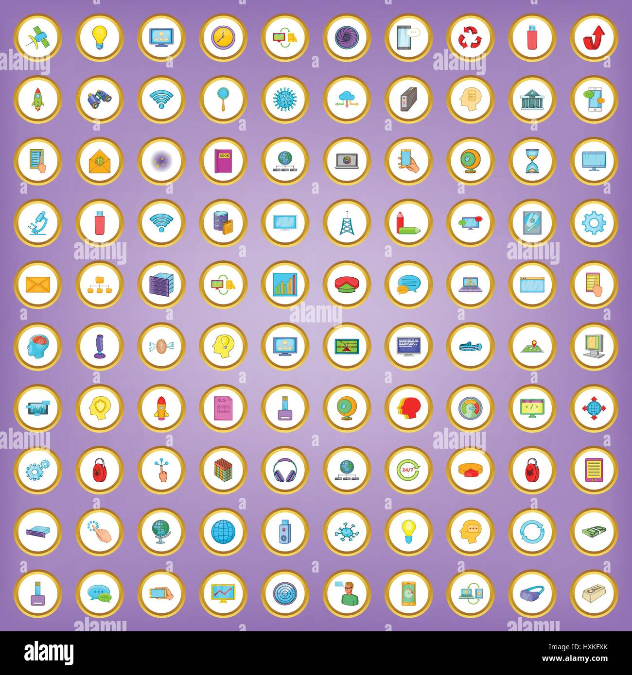 100 database and cloud icons set in cartoon style Stock Vector Image ...