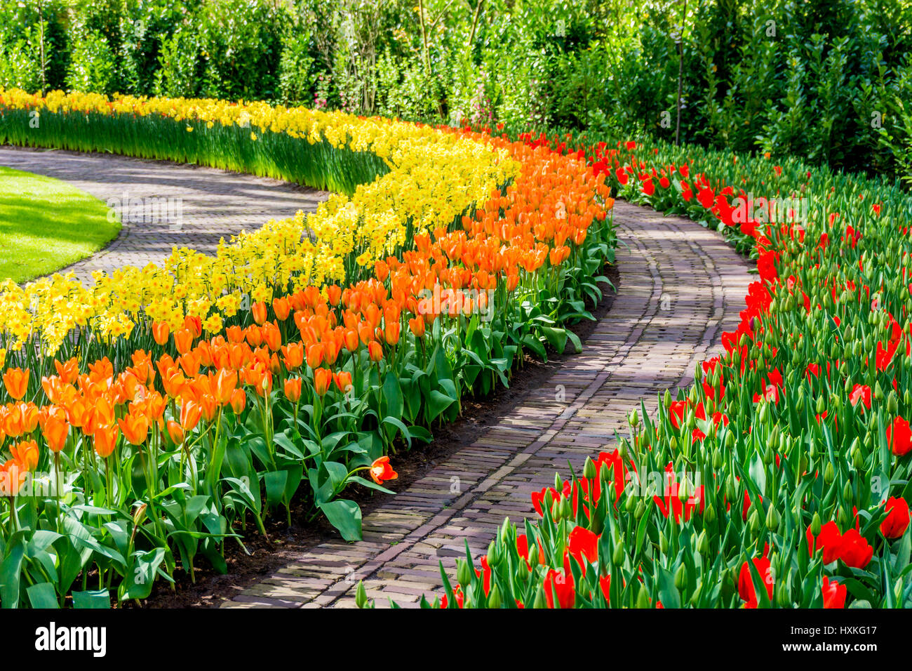 Spring Formal Garden. Beautiful garden of colorful flowers Stock Photo ...
