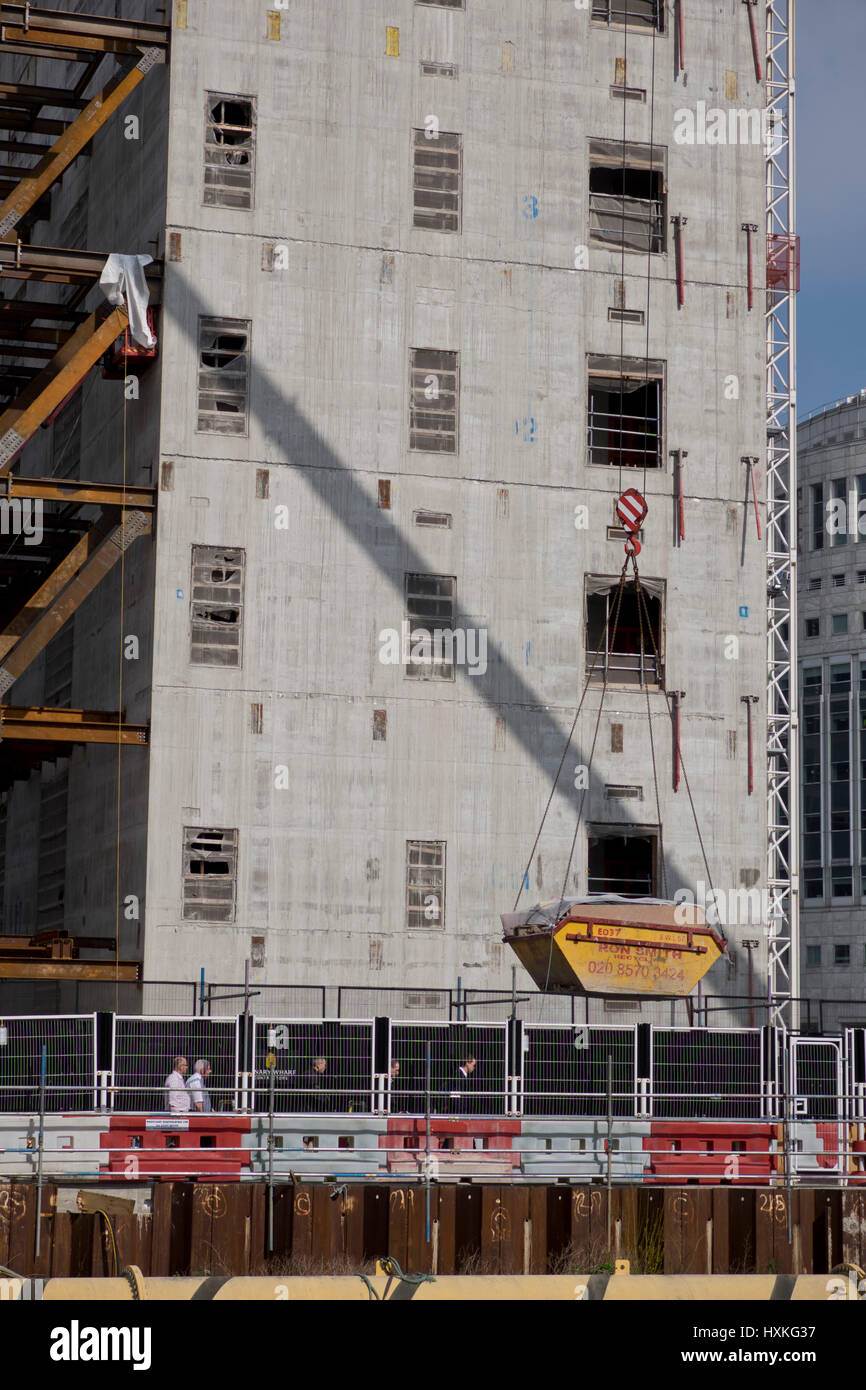 Construction of office blocks in Canary Wharf banking district in east ...
