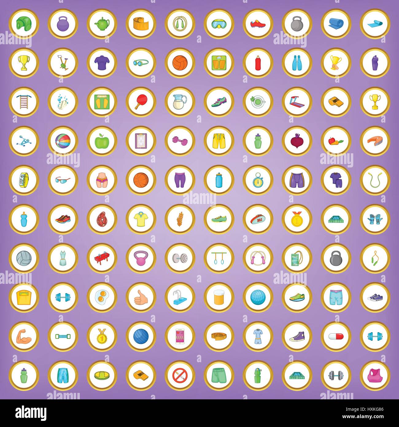 100 gym icons set in cartoon style Stock Vector Image & Art - Alamy