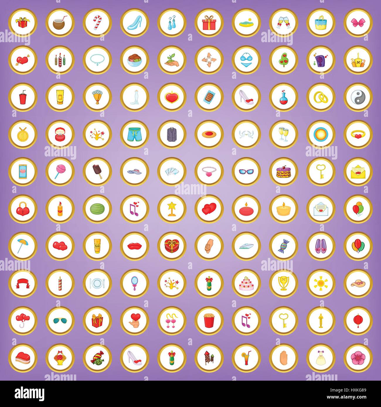 100 happiness icons set in cartoon style Stock Vector Image & Art - Alamy