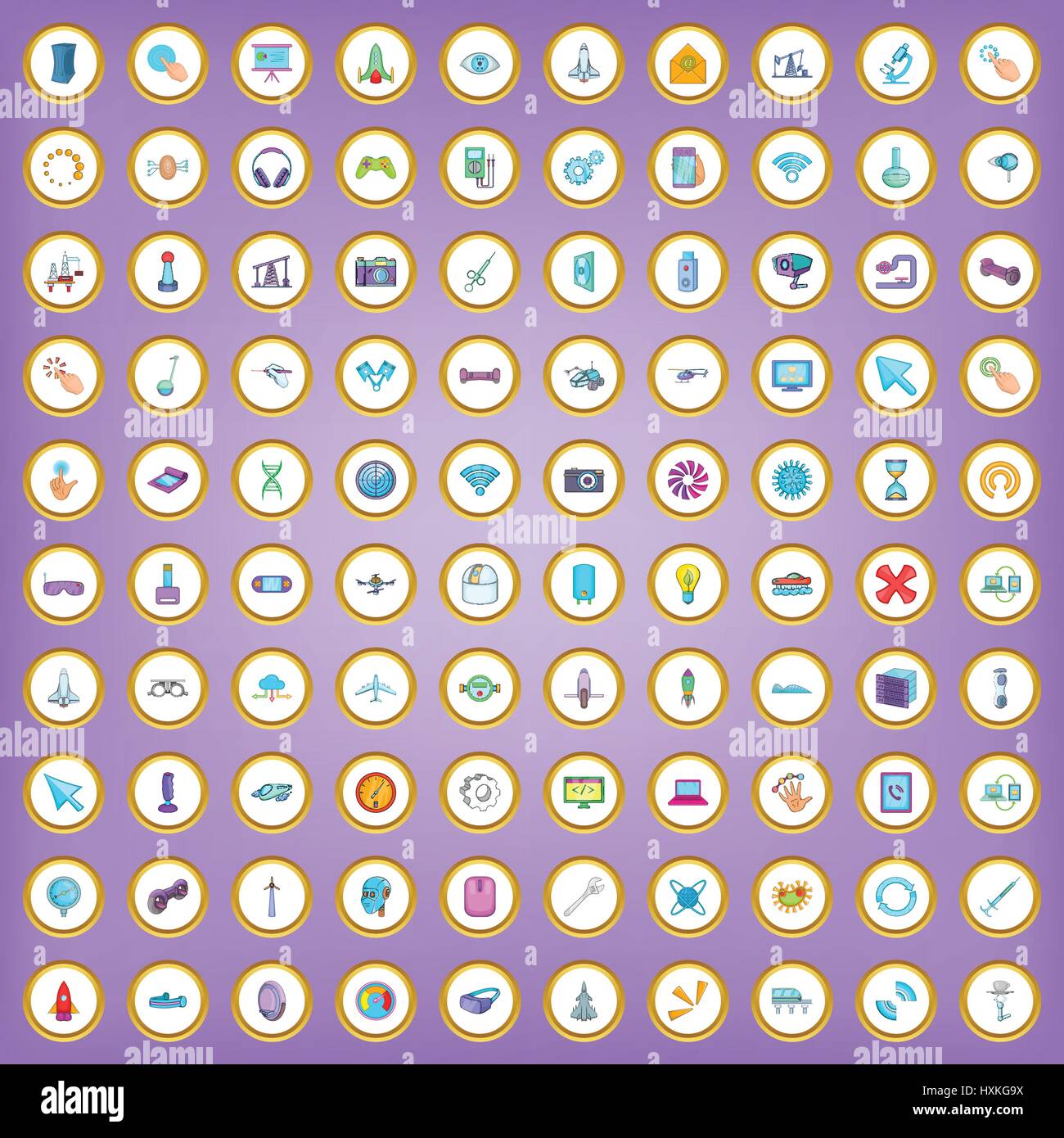 100 hi-tech icons set in cartoon style Stock Vector Image & Art - Alamy