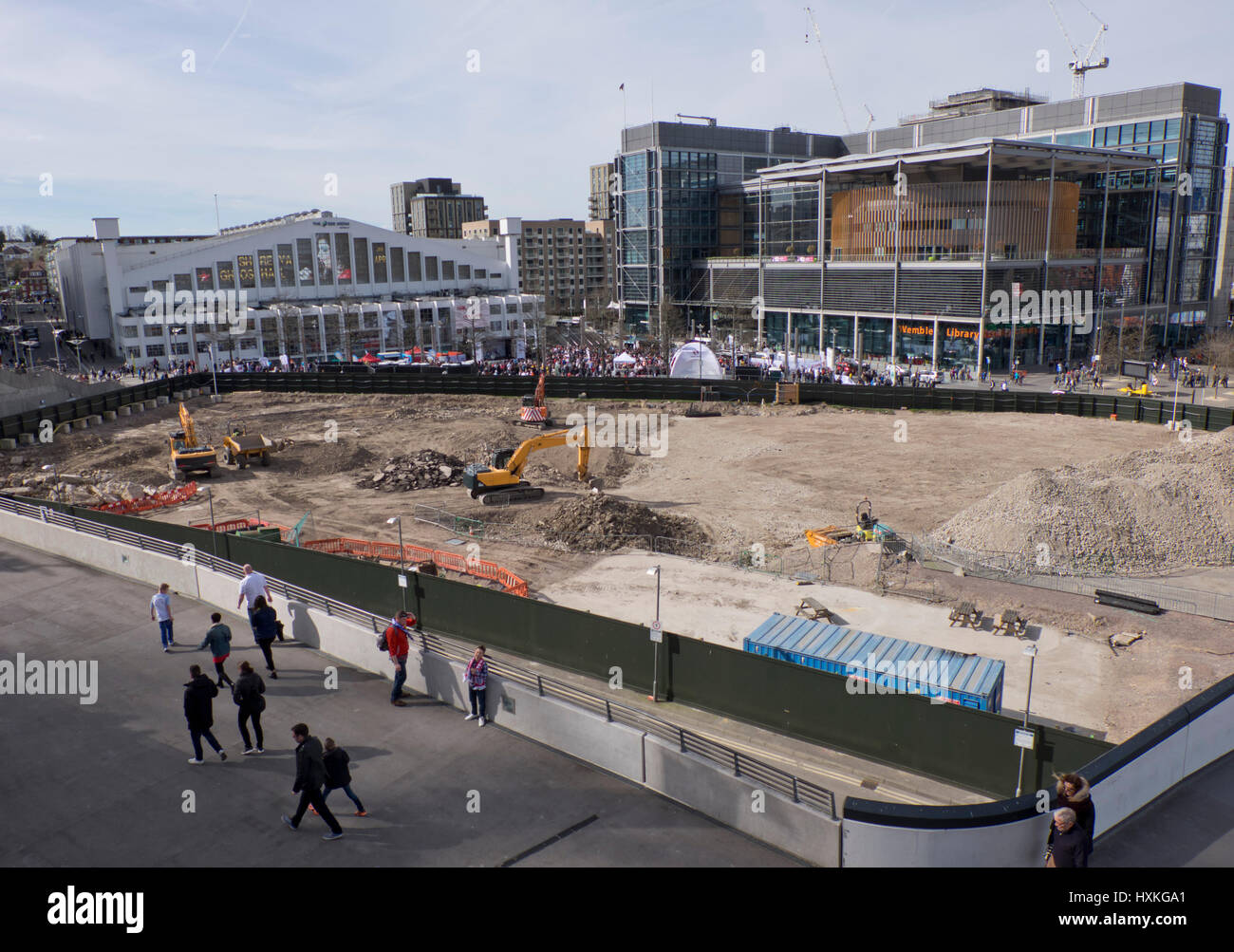 Construction work outside train station at Wembley Stadium, London,UK ...