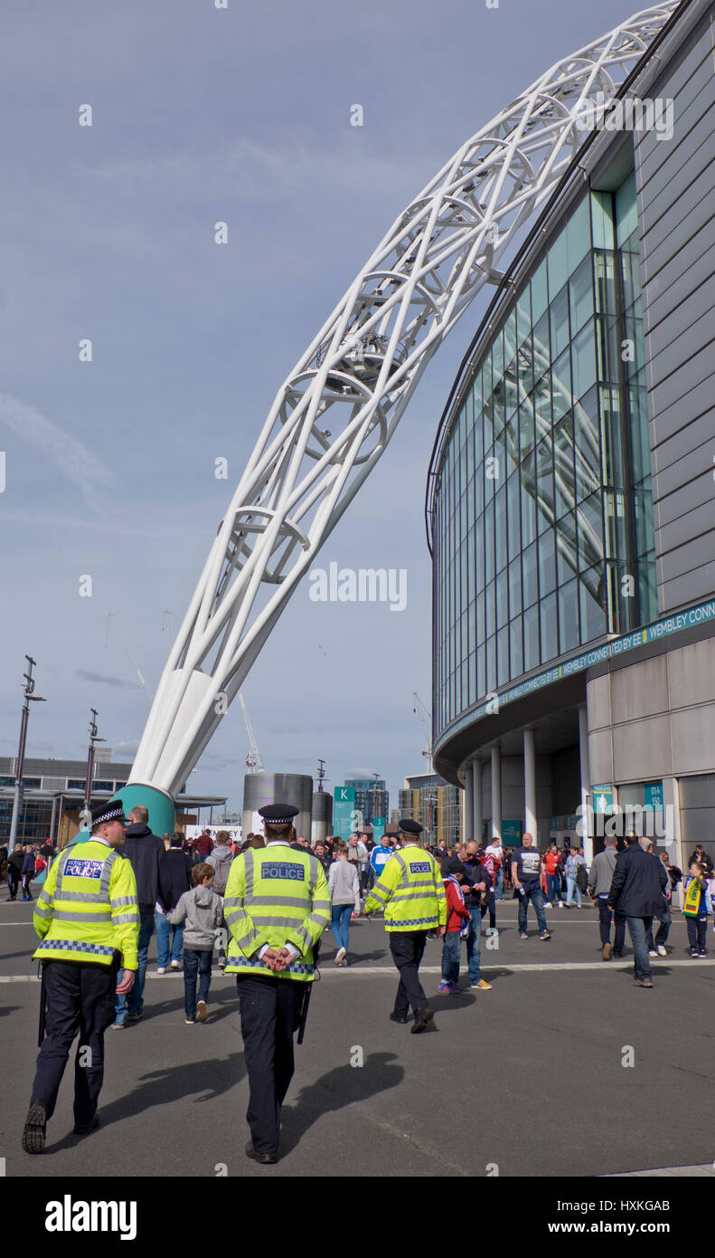 Extra police security at entrance to Wembley Stadium before football ...
