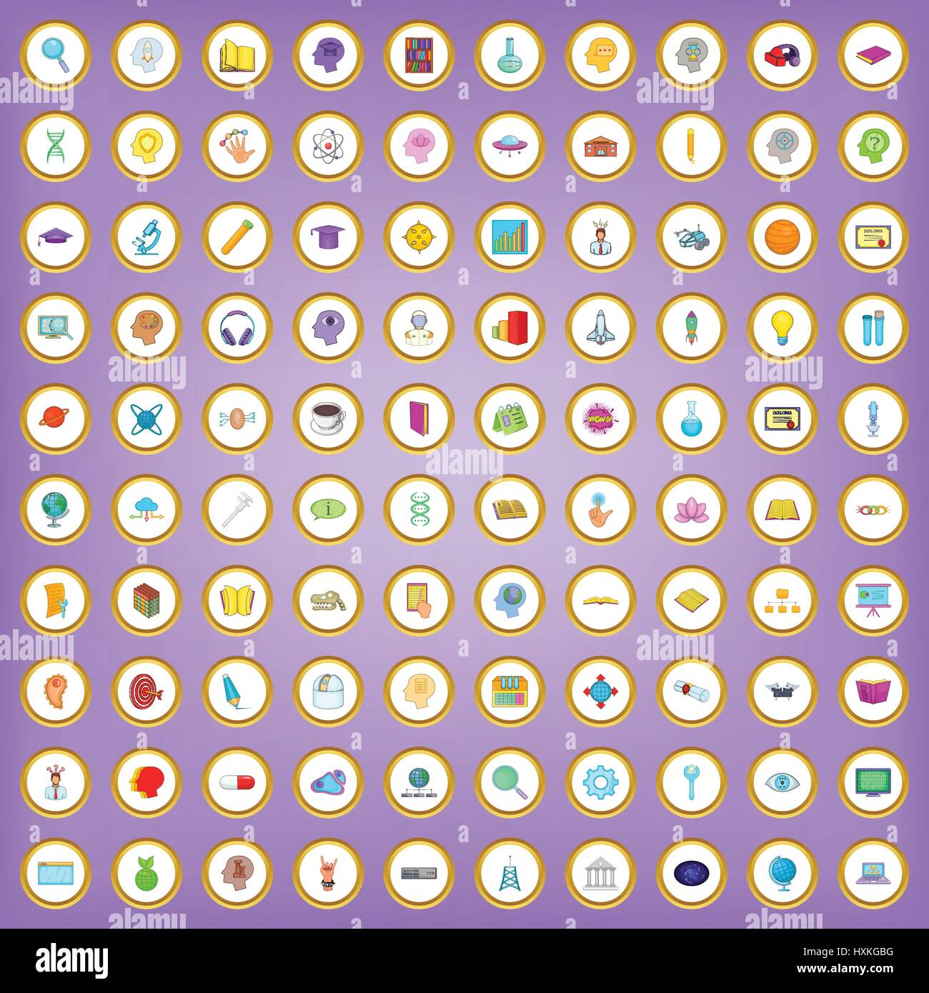 100 human intelligence icons set in cartoon style Stock Vector Image ...