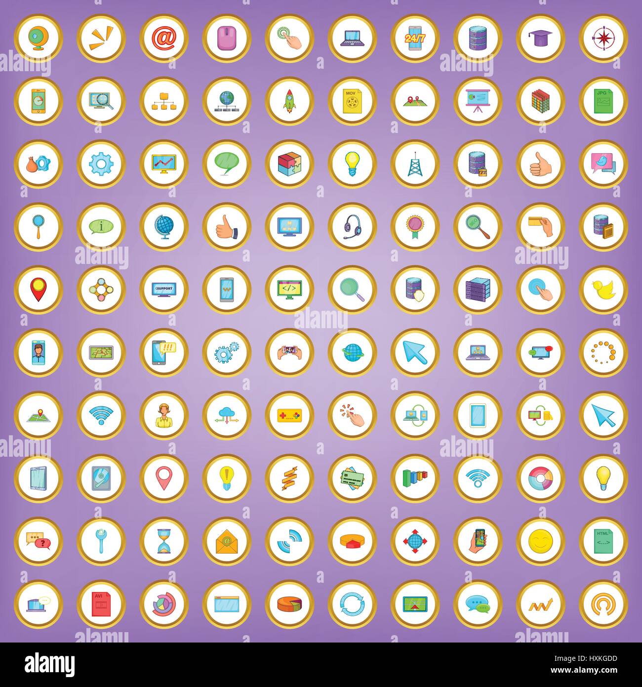 100 internet icons set in cartoon style Stock Vector Image & Art - Alamy