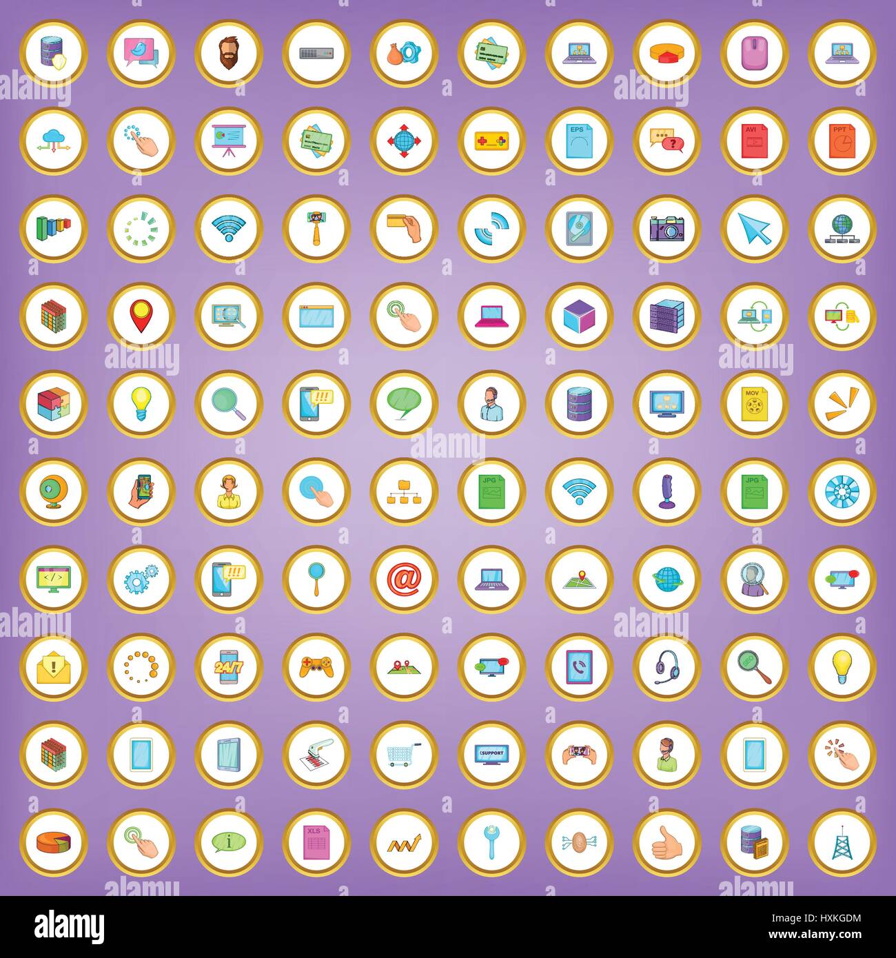 100 it business icons set in cartoon style Stock Vector Image & Art - Alamy