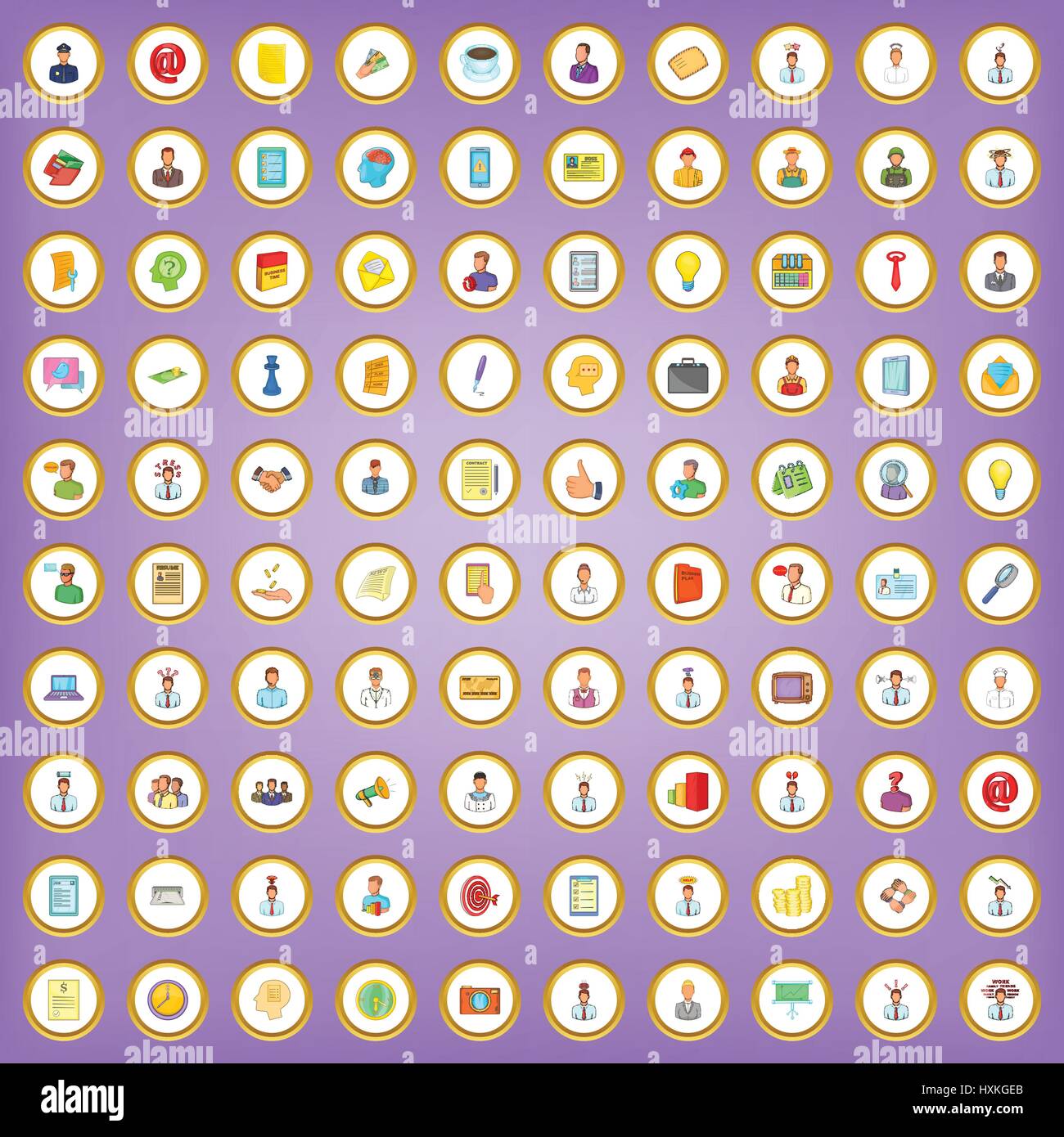 100 job contract icons set in cartoon style Stock Vector Image & Art ...