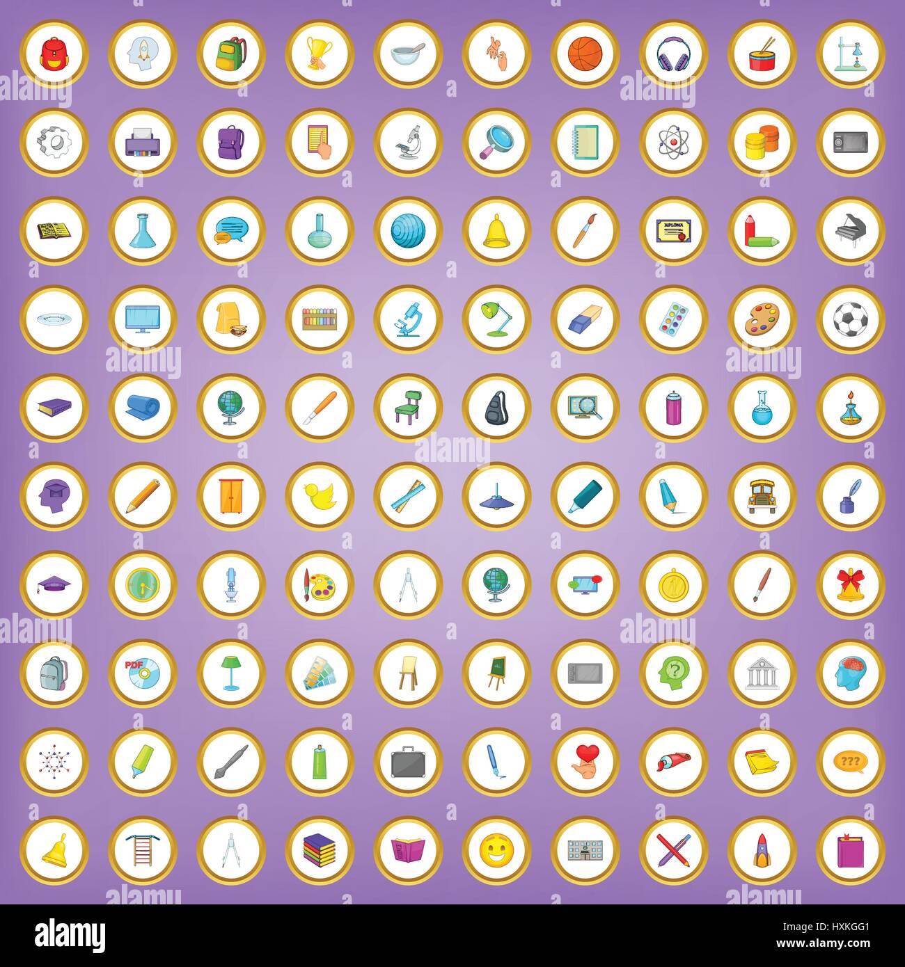 100 learning icons set in cartoon style Stock Vector Image & Art - Alamy