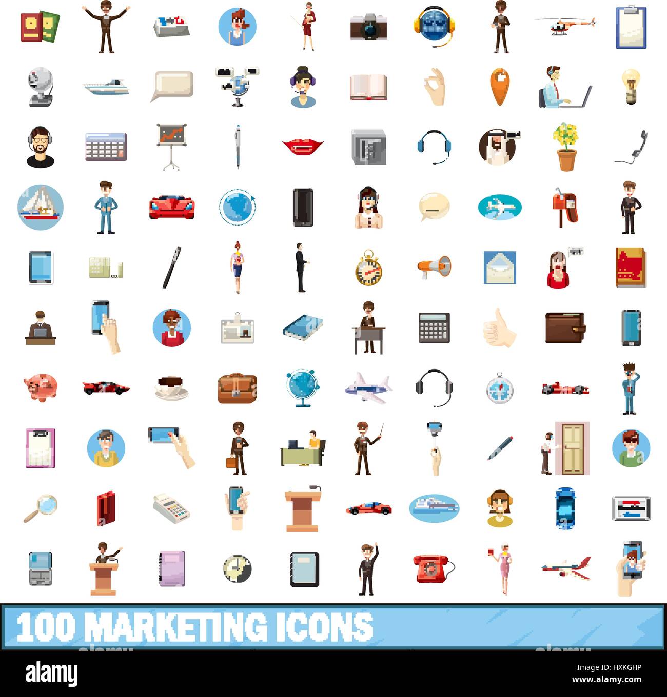 100 marketing icons set, cartoon style Stock Vector Image & Art - Alamy