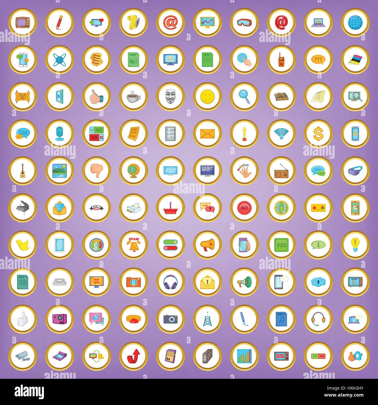 100 media icons set in cartoon style Stock Vector Image & Art - Alamy