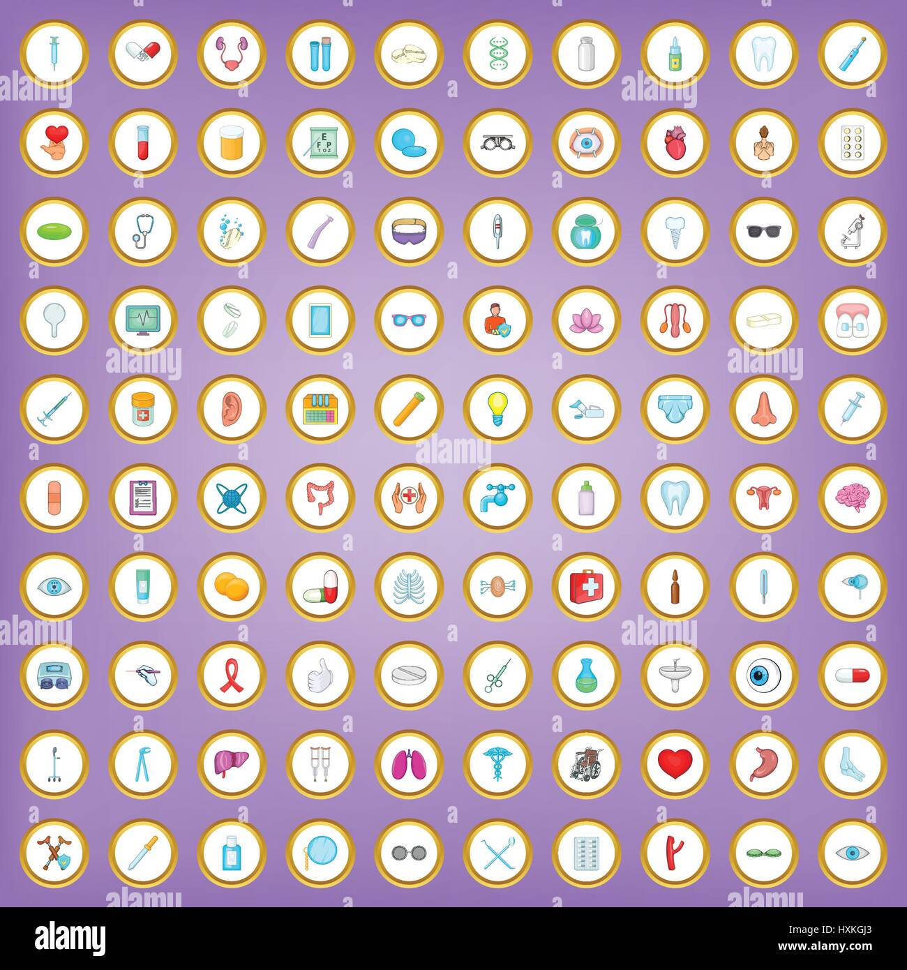 100 medical icons set in cartoon style Stock Vector Image & Art - Alamy