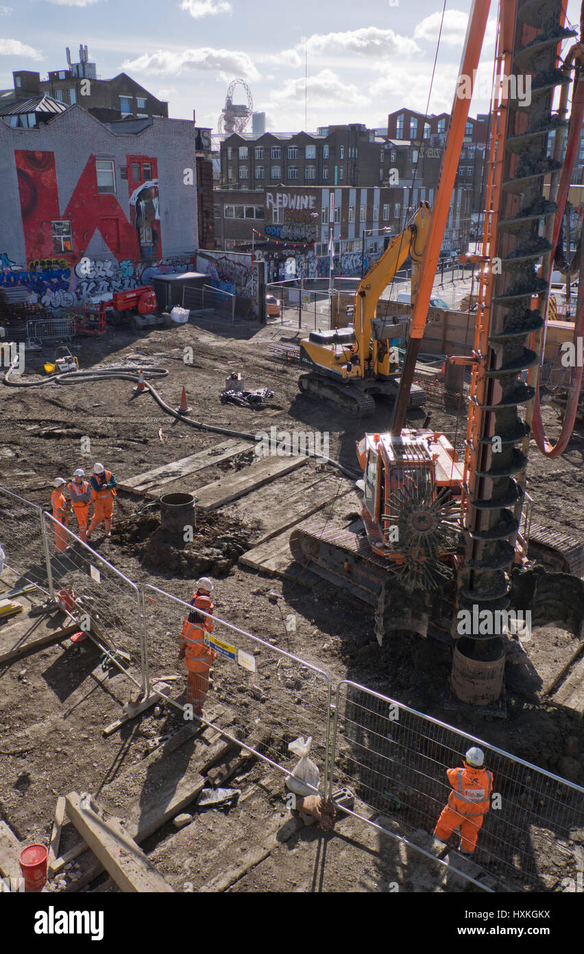 Construction and building work at Hackney Wick with views of QEII ...