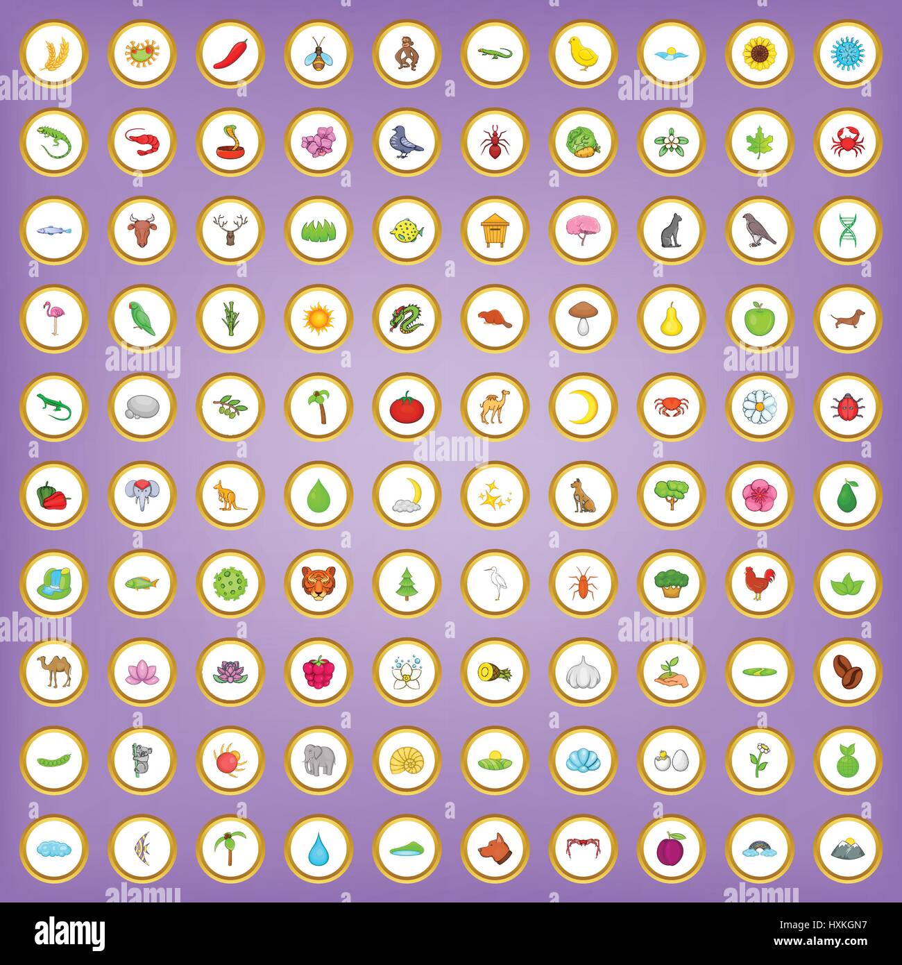 100 nature icons set in cartoon style Stock Vector Image & Art - Alamy