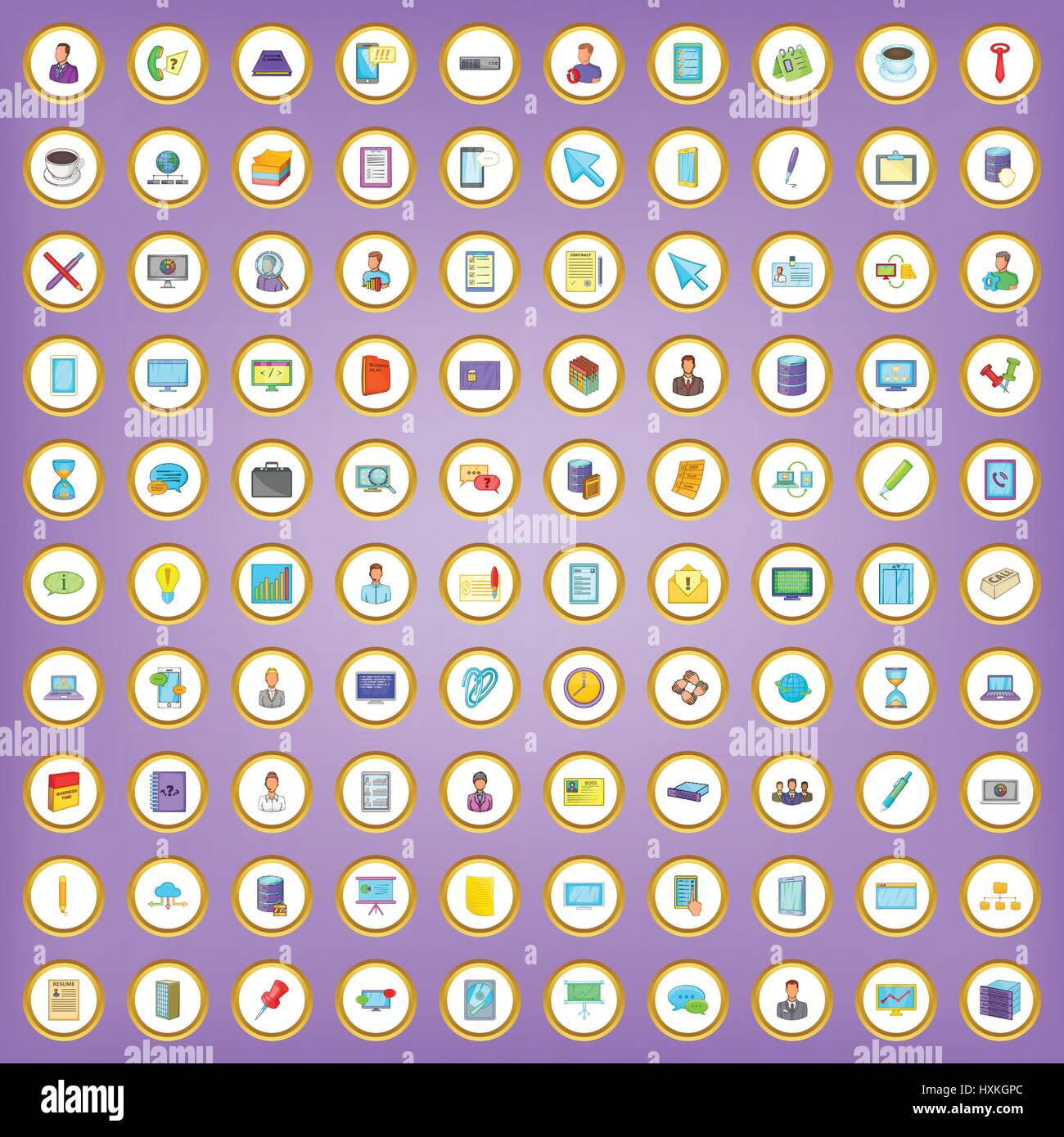 100 office work icons set in cartoon style Stock Vector Image & Art - Alamy