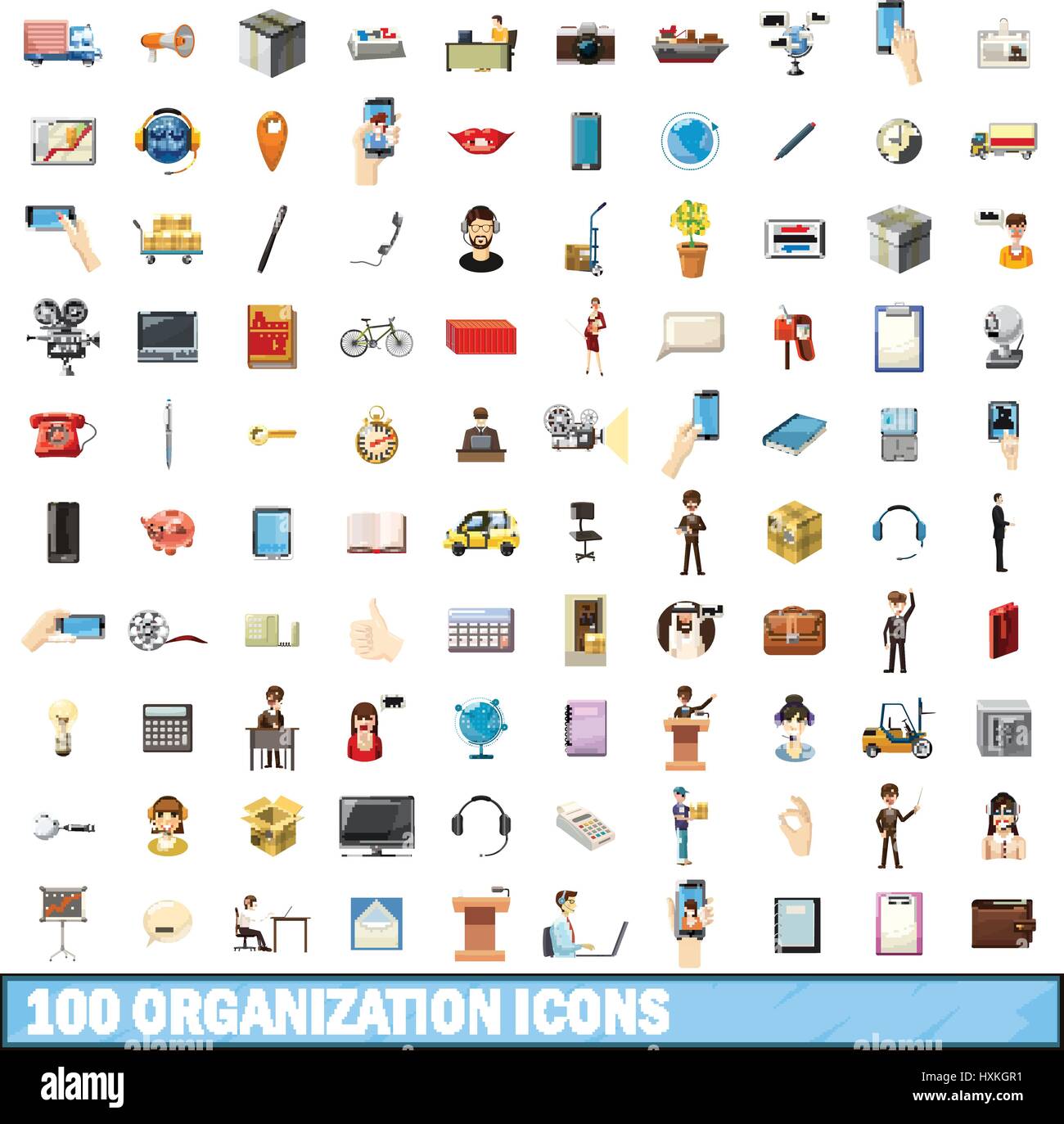 100 organization icons set, cartoon style Stock Vector Image & Art - Alamy