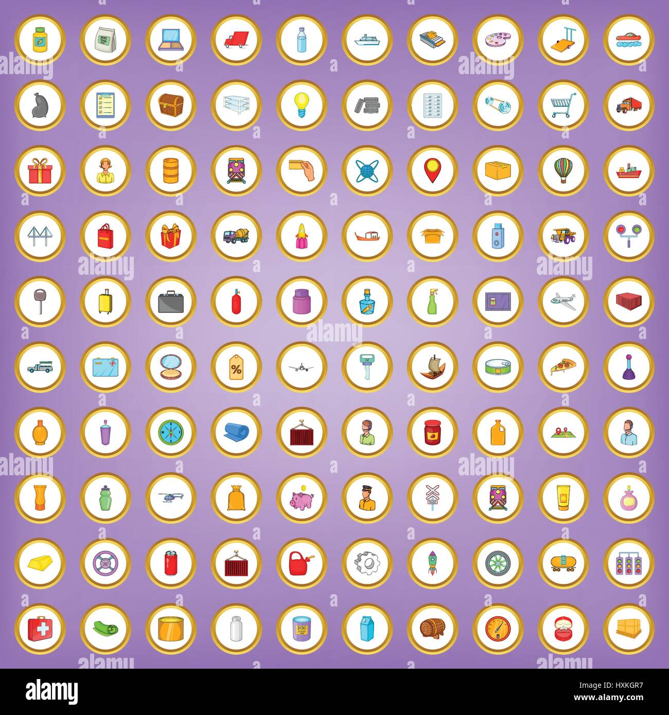 100 package and delivery icons set cartoon style Stock Vector Image ...